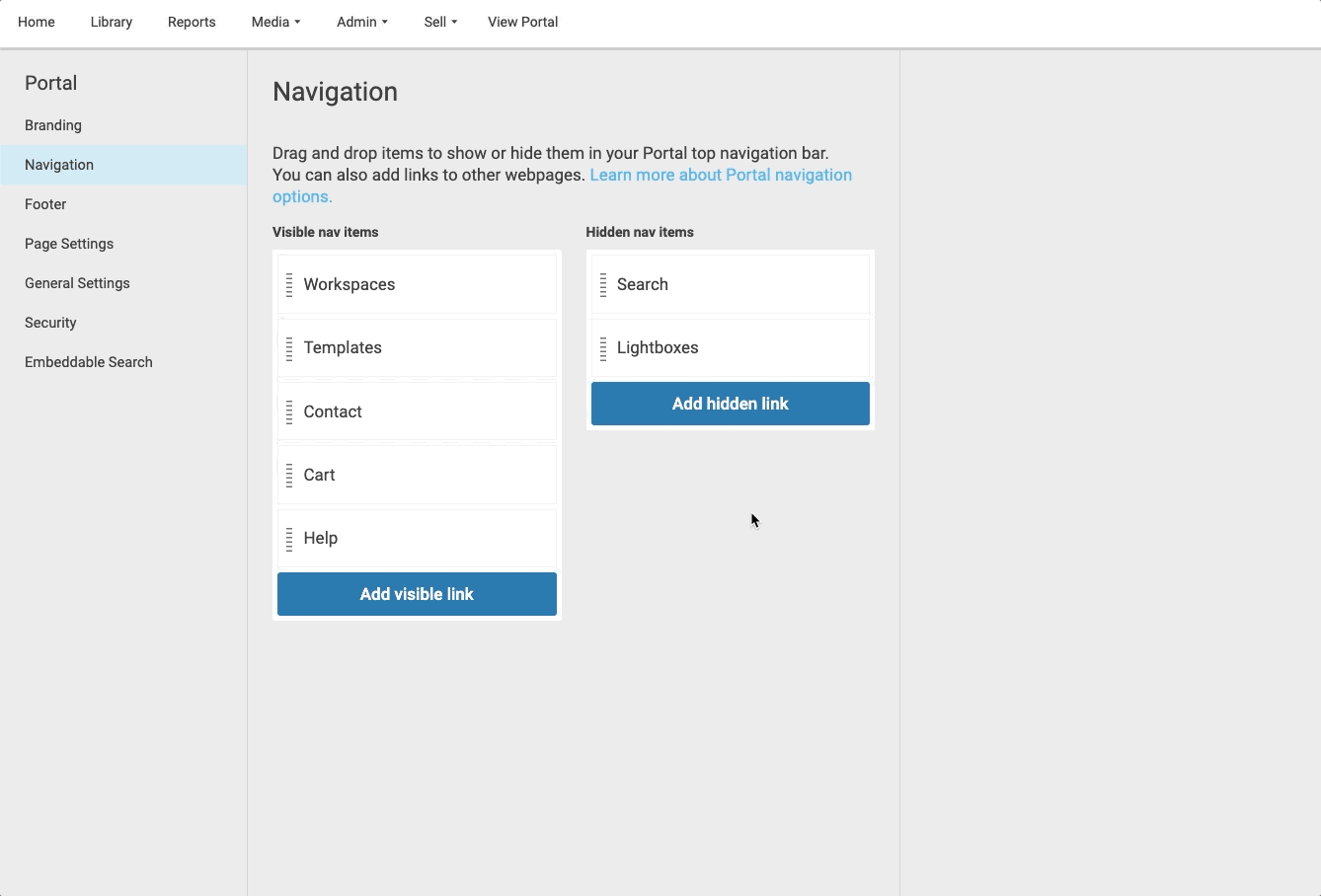 Edit the Portal Navigation Bar – PhotoShelter for Brands Support Center