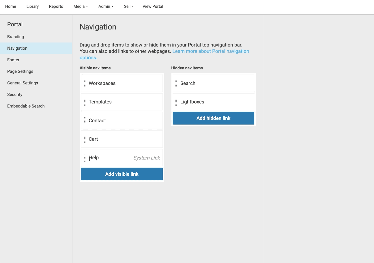 Edit the Portal Navigation Bar – PhotoShelter for Brands Support Center